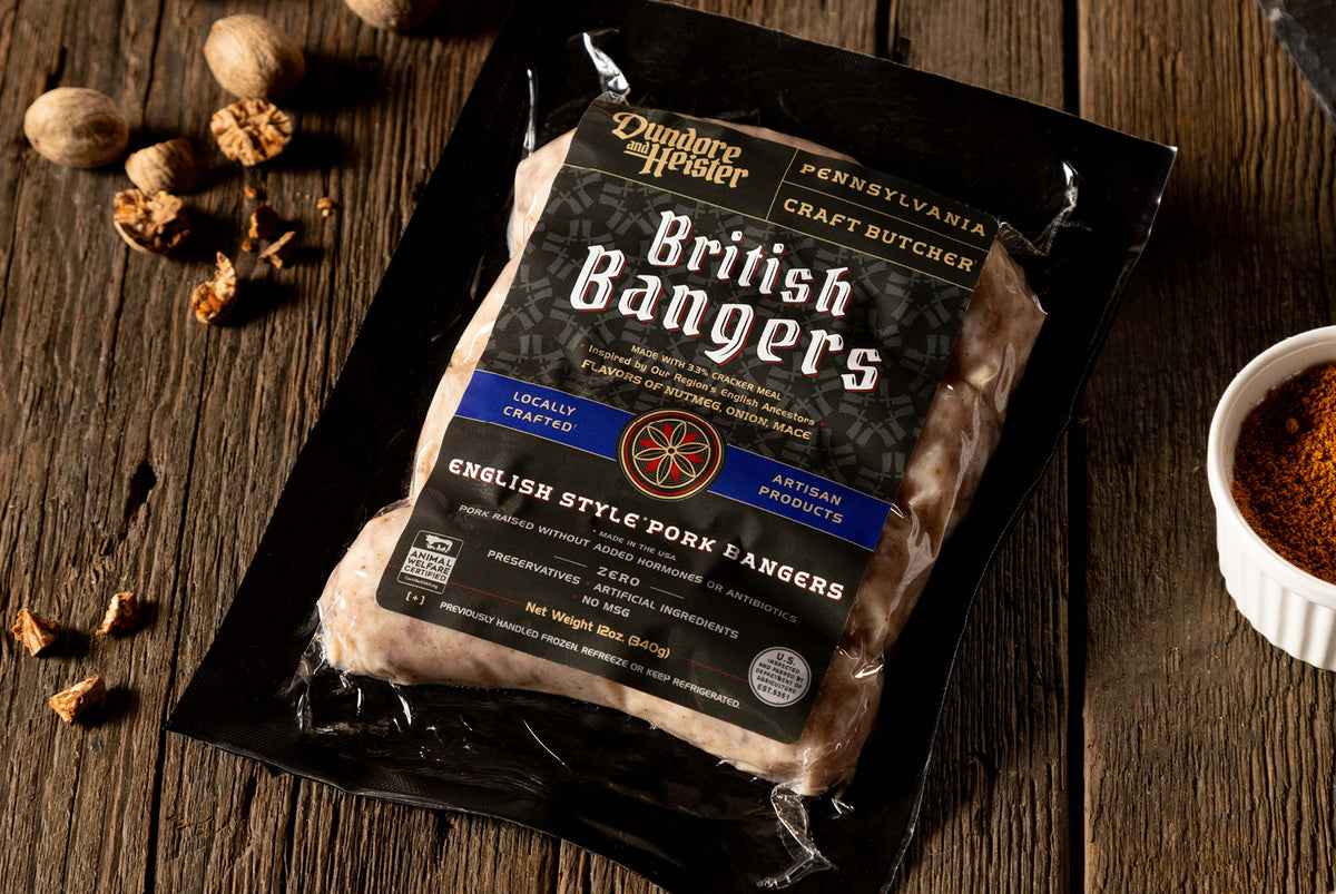 British Bangers Pork Bangers – Dundore & Heister | Butcher & Market